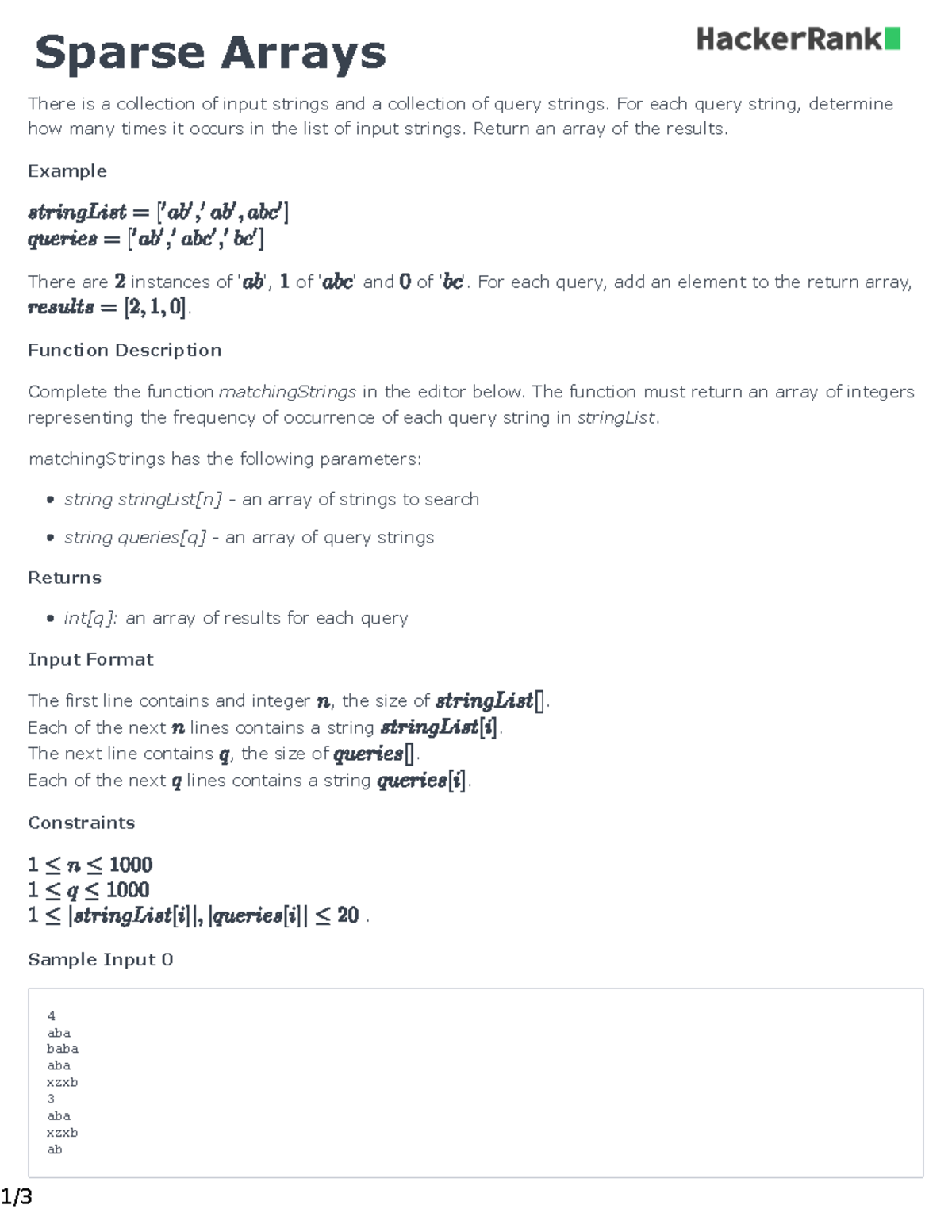 Sparse Arrays English 1 Sparse Arrays There Is A Collection Of Input