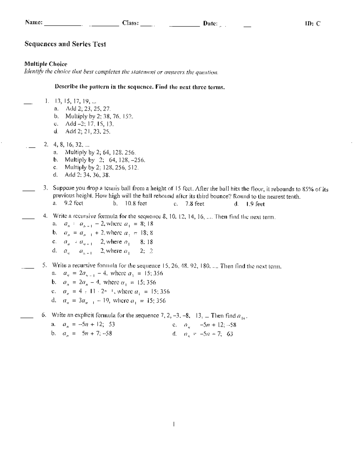 Seq and series test review-05272015 135538 - Mathematics for Finance ...