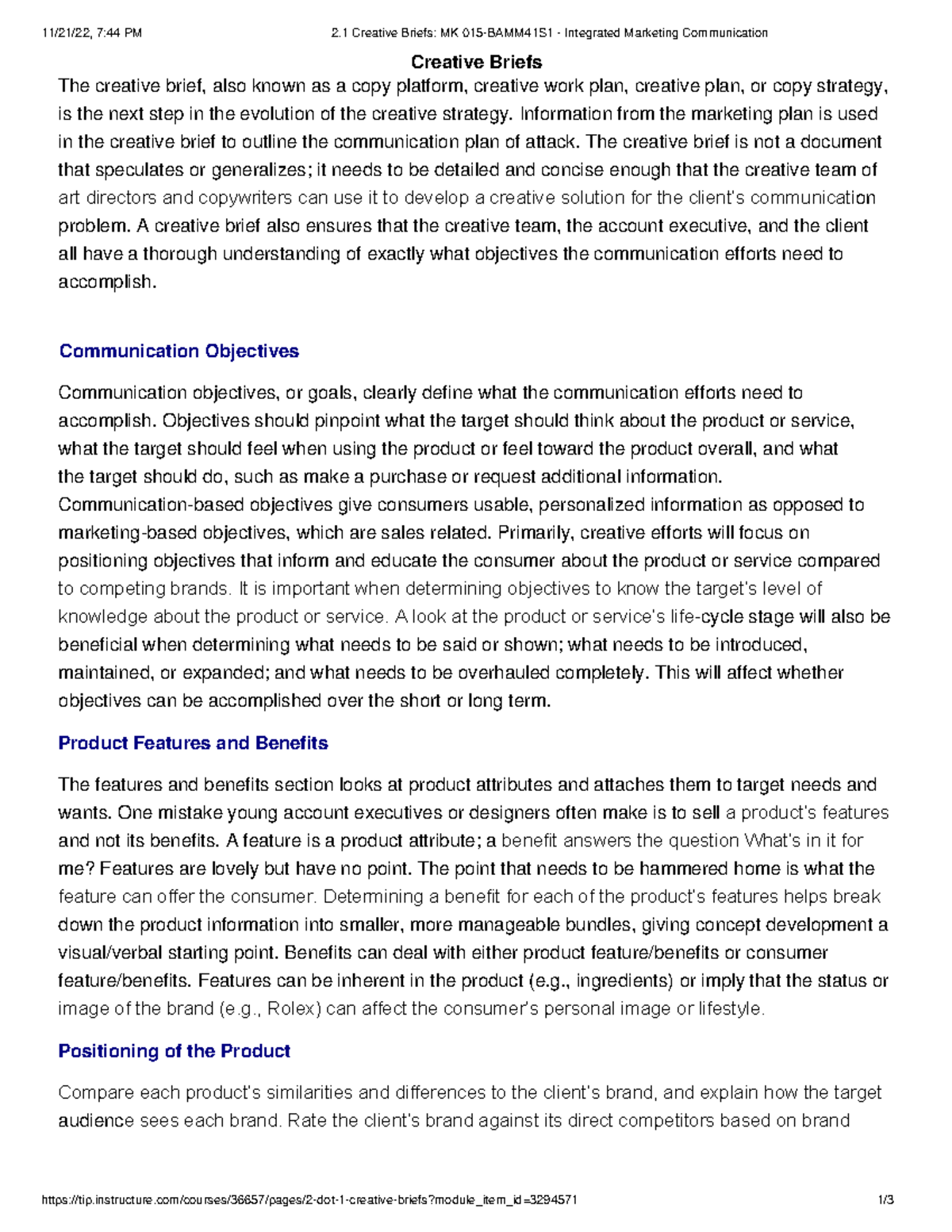 Creative Briefs Integrated Marketing Communication - 11/21/22, 7:44 PM ...