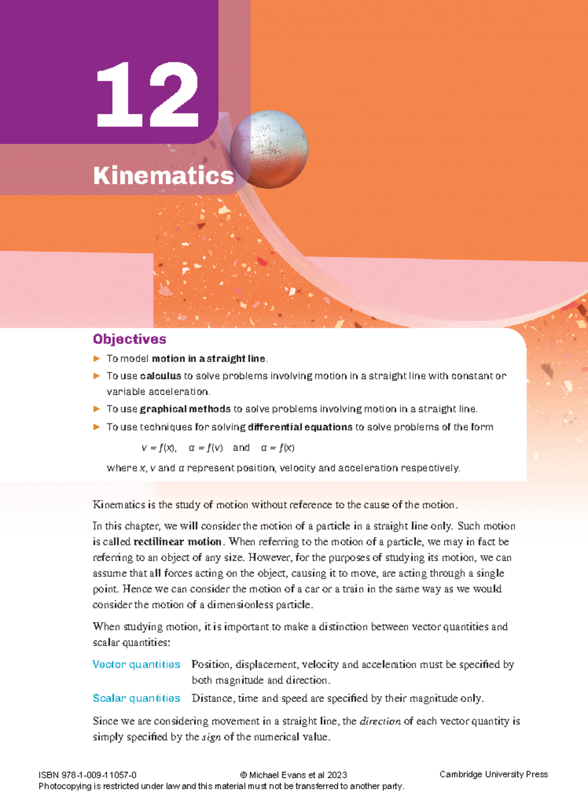 Chapter-12-Kinematics - 12 Kinematics Objectives I To model motion in a ...