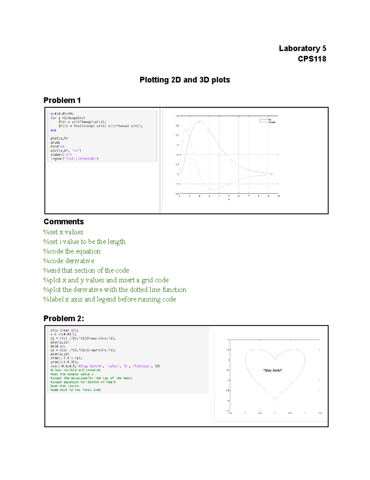 CPS118 Lab 5 - Lab 5 - Laboratory 5 CPS Plotting 2D and 3D plots ...