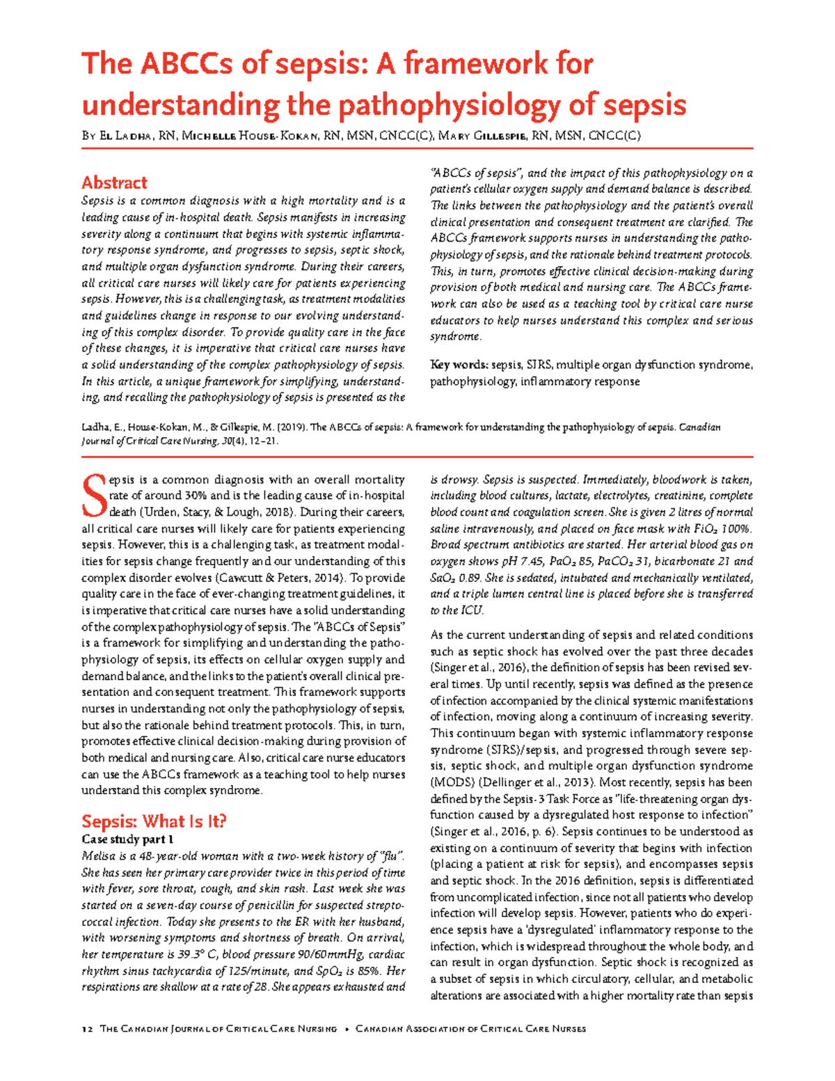 The ABCS's of Sepsis - Jddjdx - 12 The Canadian Journal of Critical ...