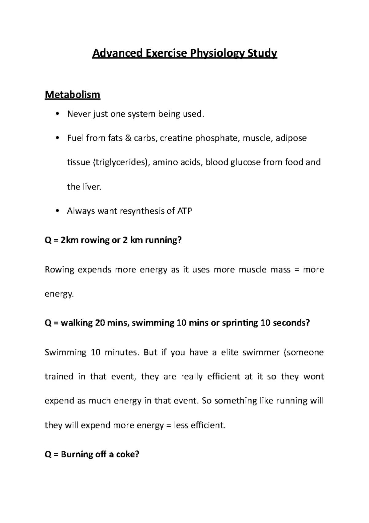 Advanced Exercise Physiology Study - MEDI322 - UOW - Studocu