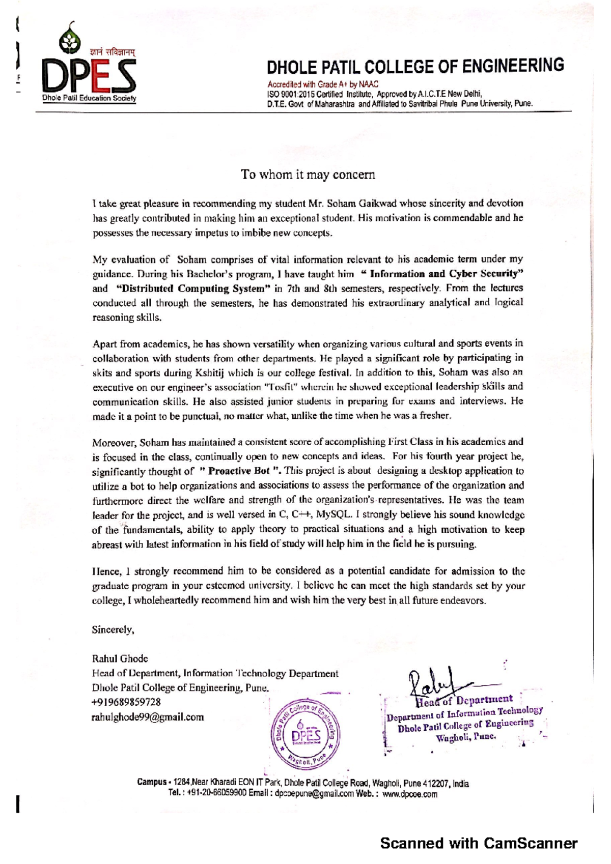 HOD LOR - HOD - NE1 - Scanned with CamScanner - Studocu