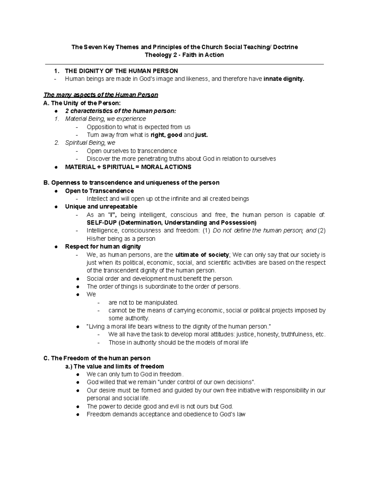 THEO2 - Notes - The Seven Key Themes and Principles of the Church ...