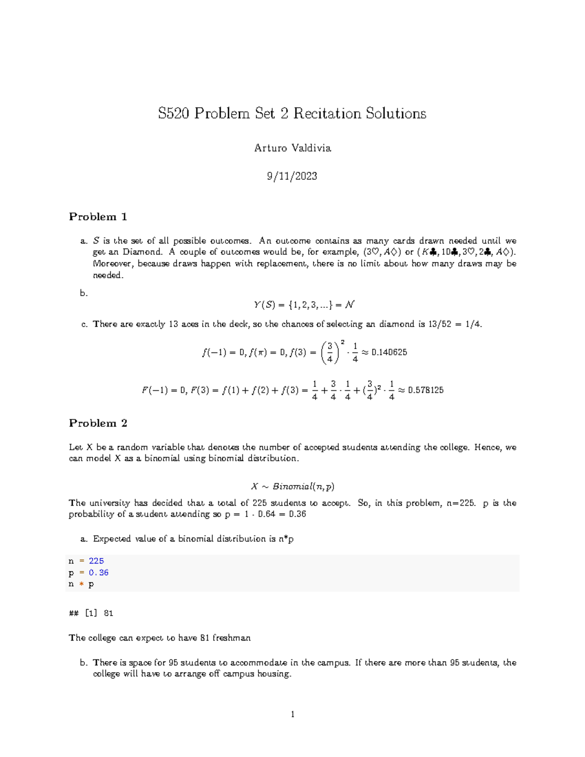 PS02 Recitation - nothing - S520 Problem Set 2 Recitation Solutions Arturo Valdivia 9/11 ...