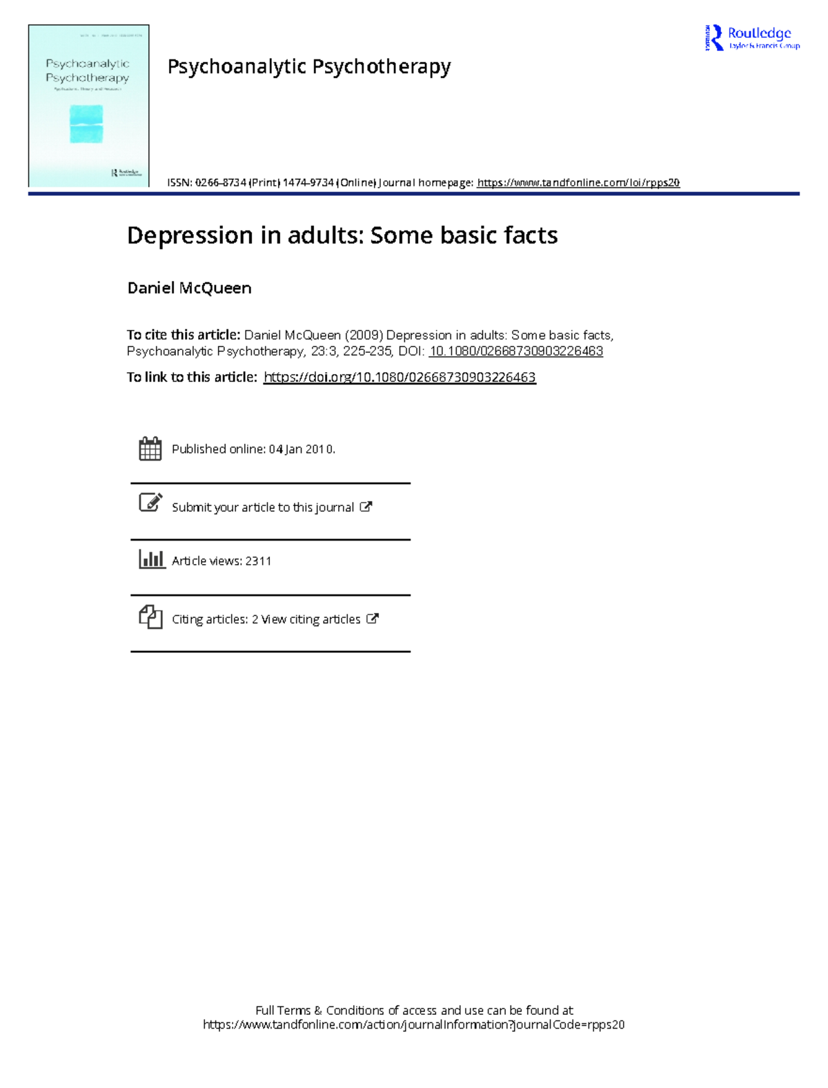 Depression in adults Some basic facts - Full Terms & Conditions of ...