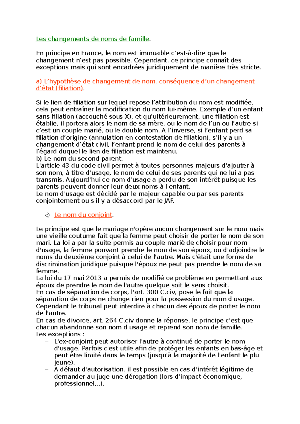 Les changements de noms de famille - En principe en France, le nom est ...