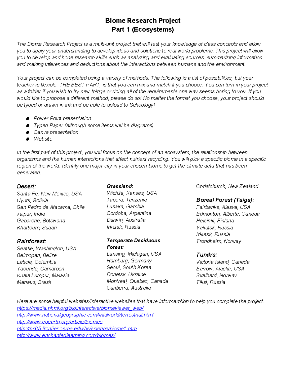 Biome Research Project part 1 2 - Biome Research Project Part 1 ...