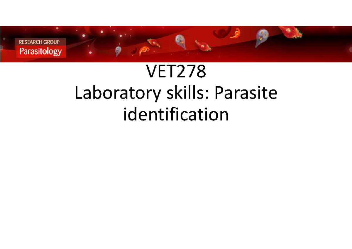 VET278 Prac 1 Parasite identification - VET Laboratory skills: Parasite ...