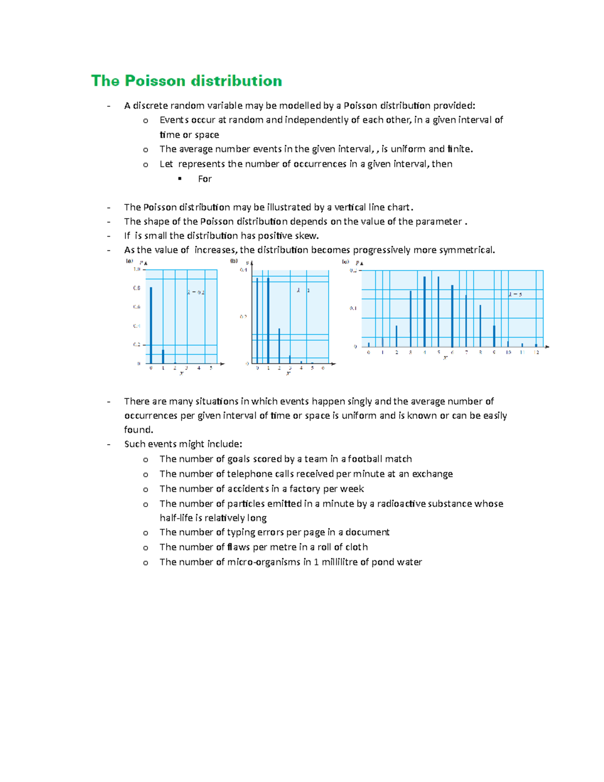 S2-9-Notes-The Poisson distribution - A discrete random variable may be ...