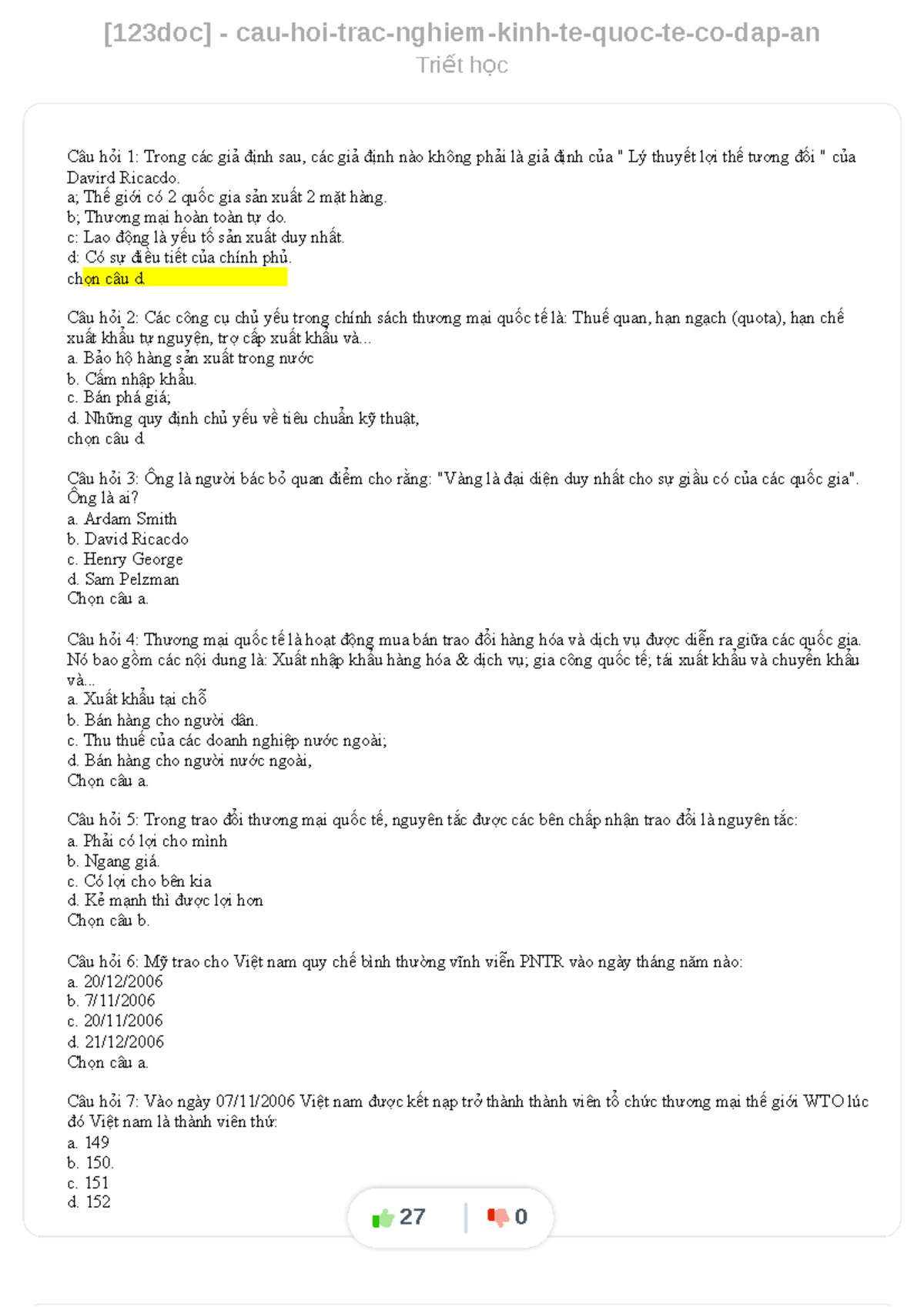 123doc-cau-hoi-trac-nghiem-kinh-te-quoc-te-co-dap-an compress - [123doc] - - Studocu
