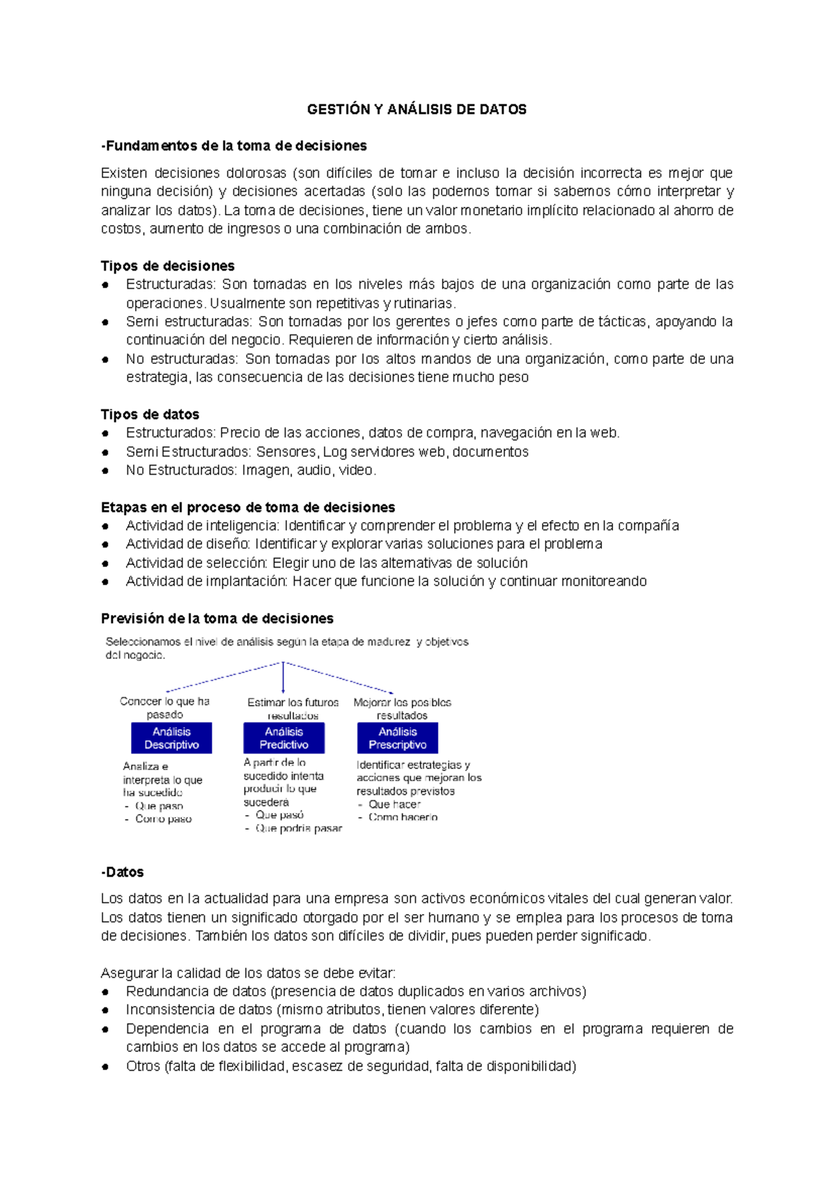 Resumen 1er examen - Gestion y analisis de datos - GESTIÓN Y ANÁLISIS ...