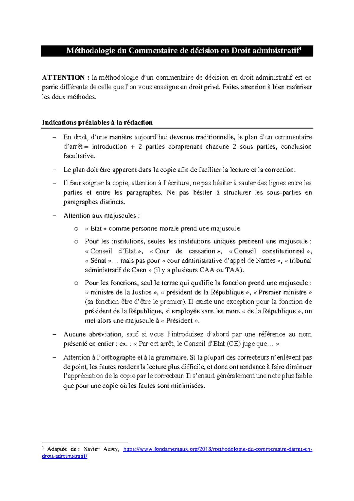 Méthodologie commentaire de décision droit admin - Méthodologie du ...