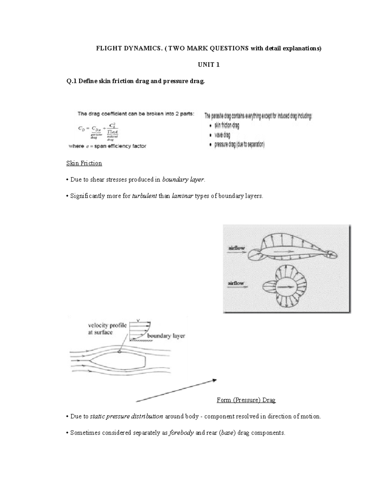 UNIT V - AE3691 FLIGHT DYNAMIC UNIT5 - FLIGHT DYNAMICS. ( TWO MARK ...