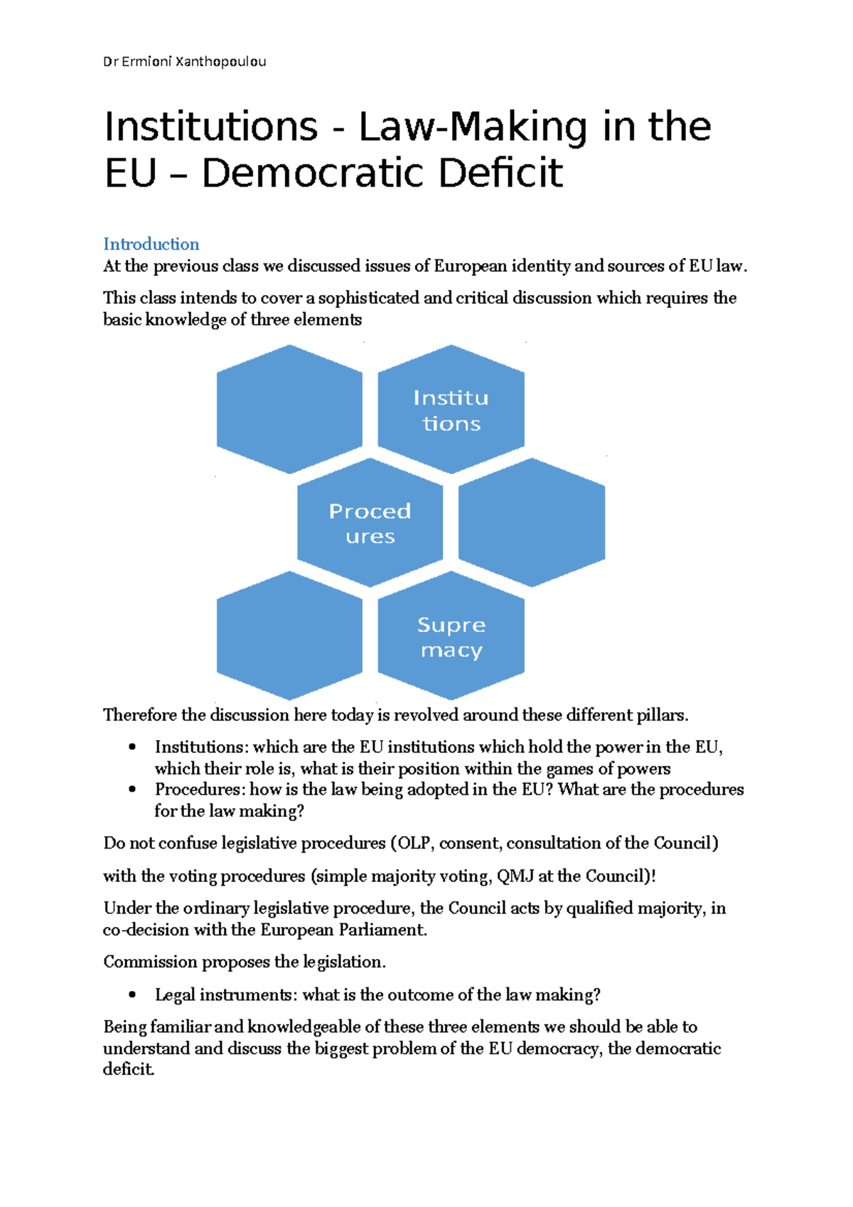 Notes on Institutions and Democratic Deficit - Institutions - Law ...