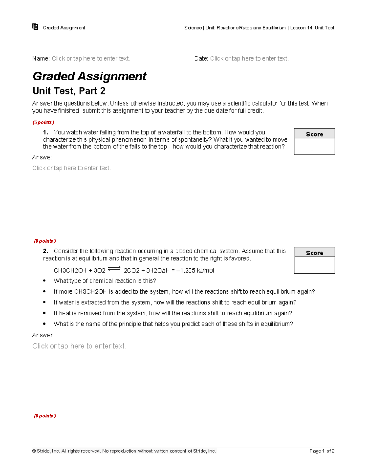 5.13 Unit Test: Reaction Rates and Equilibrium - Graded Assignment ...