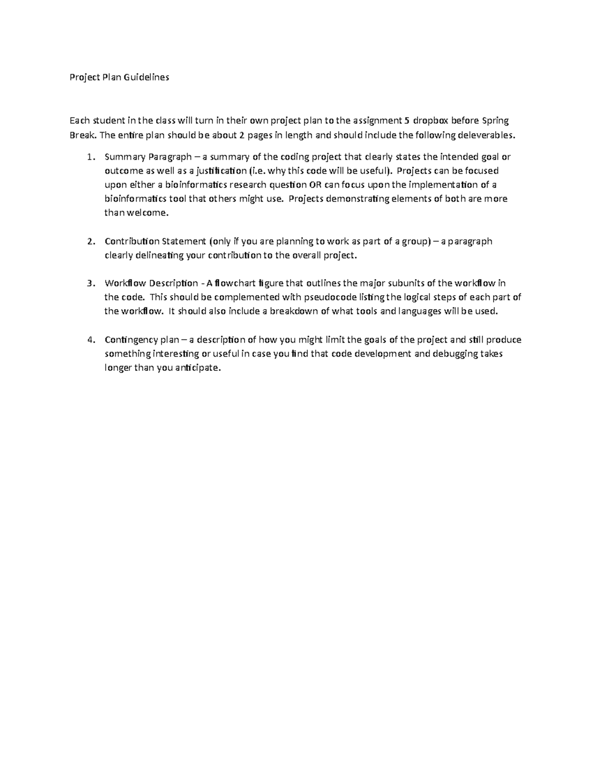 Assiignment 5 - Project Plan - Project Plan Guidelines Each student in ...