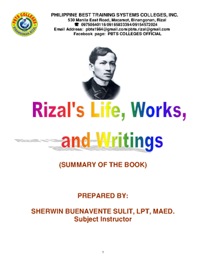 Pre Final Exam Rizal - For educational purpose - Home My courses SSCI ...