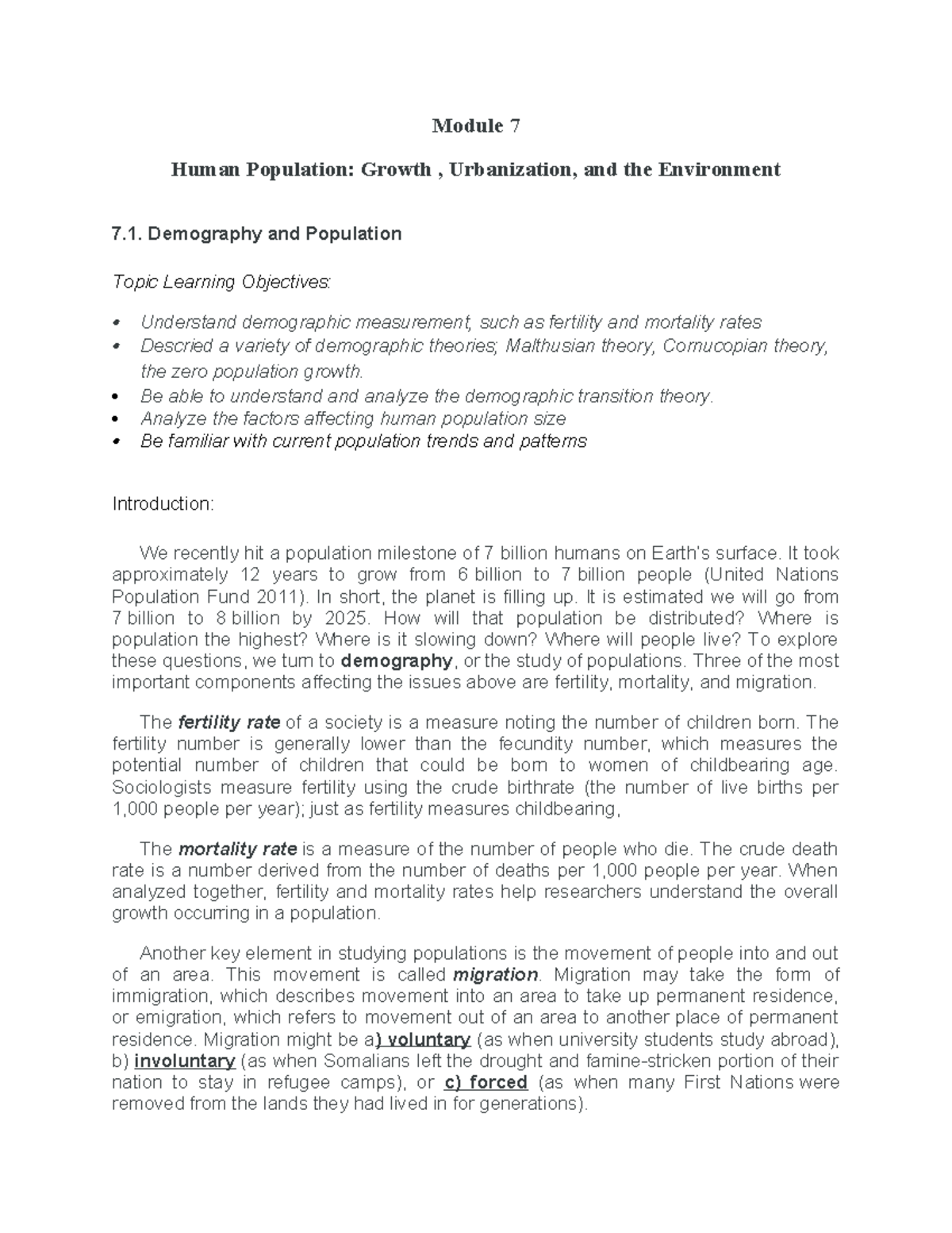 PEE Module 7 - human population - Module 7 Human Population: Growth ...