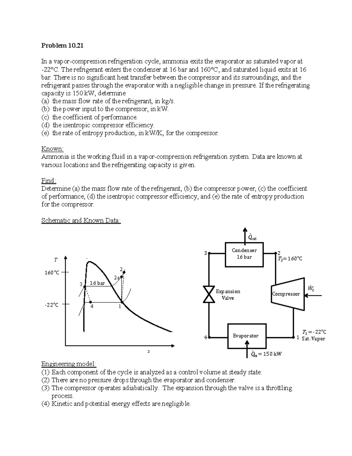 HW4 solution part 1 - Thermal design fall 2023 - Problem 10. In a vapor-compression ...