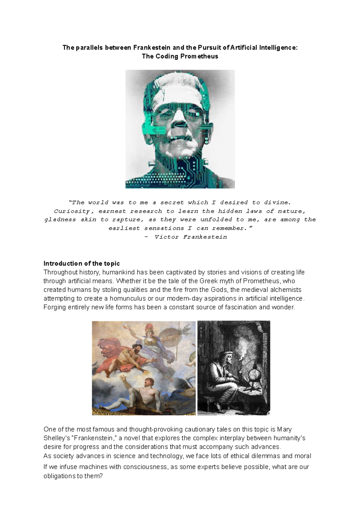 Frankenstein and artificial intelligence - The parallels between ...