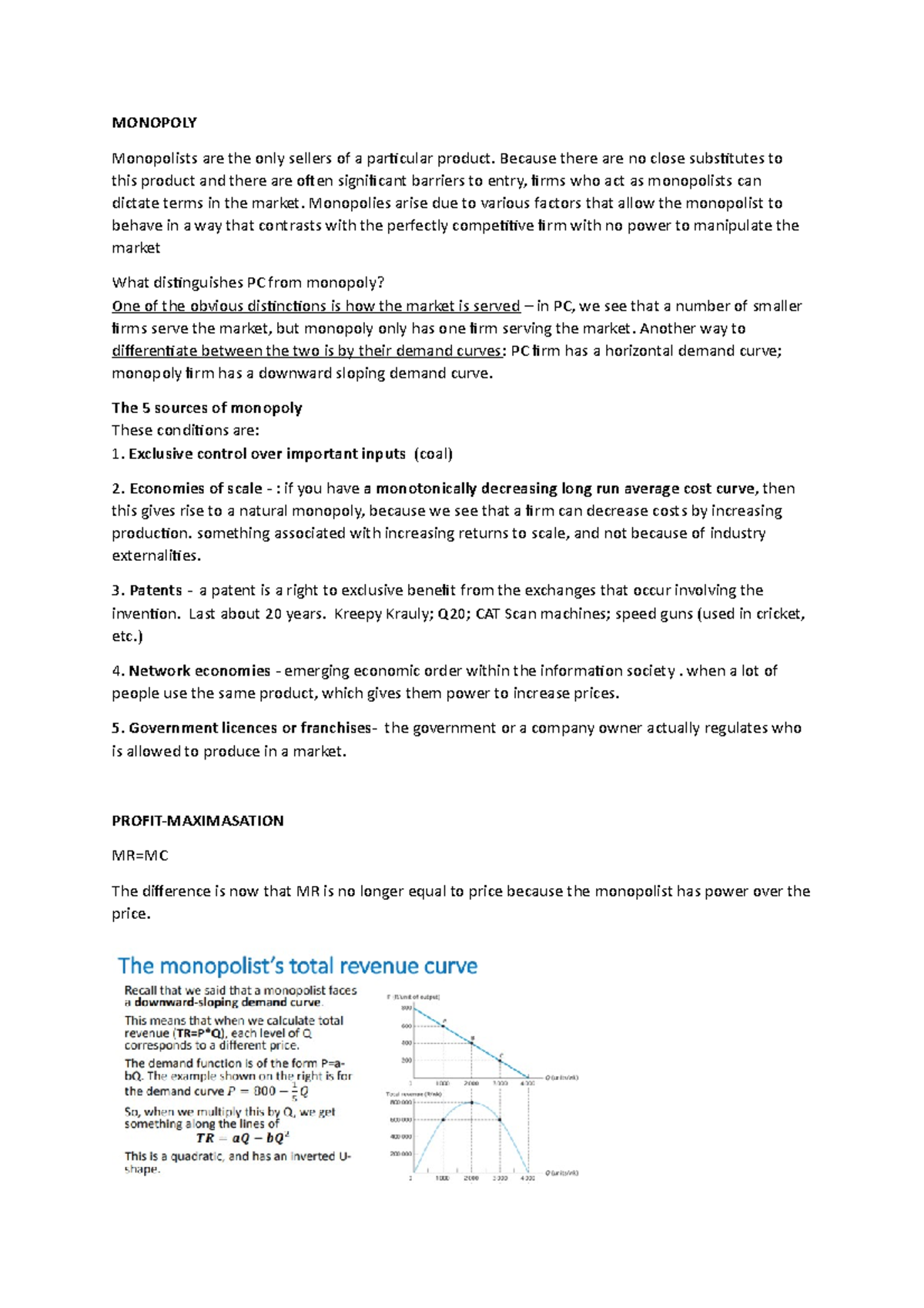 Monopoly - notes by snethemba from core textbook - MONOPOLY Monopolists ...