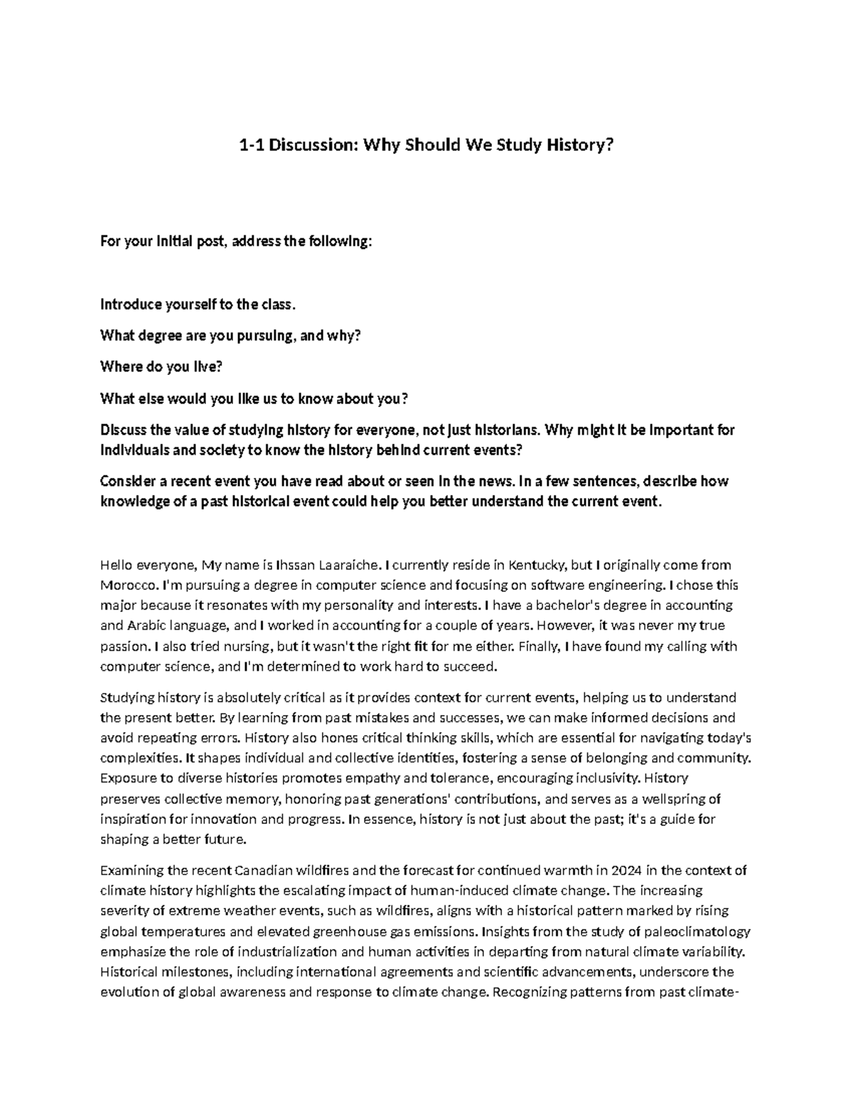 1-1 Discussion Why Should We Study History - What degree are you ...