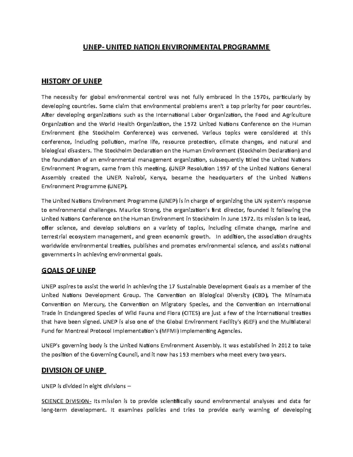 UNEP- united nations - UNEP- UNITED NATION ENVIRONMENTAL PROGRAMME ...