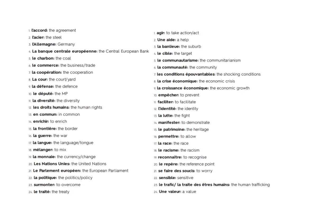 French - Notes de cours 1-3 - 1 laccord: the agreement 1. to take ...