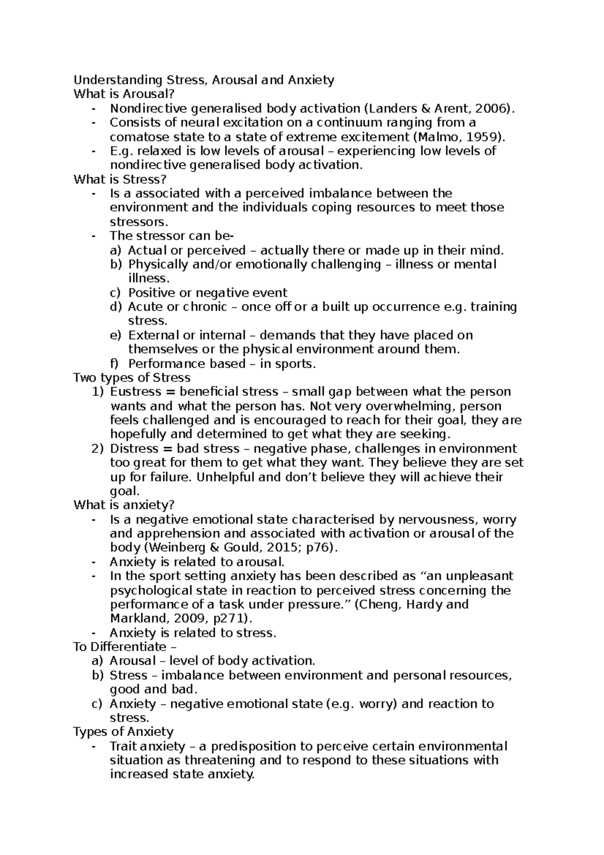 Understanding Stress, Anxiety and Arousal - Understanding Stress ...