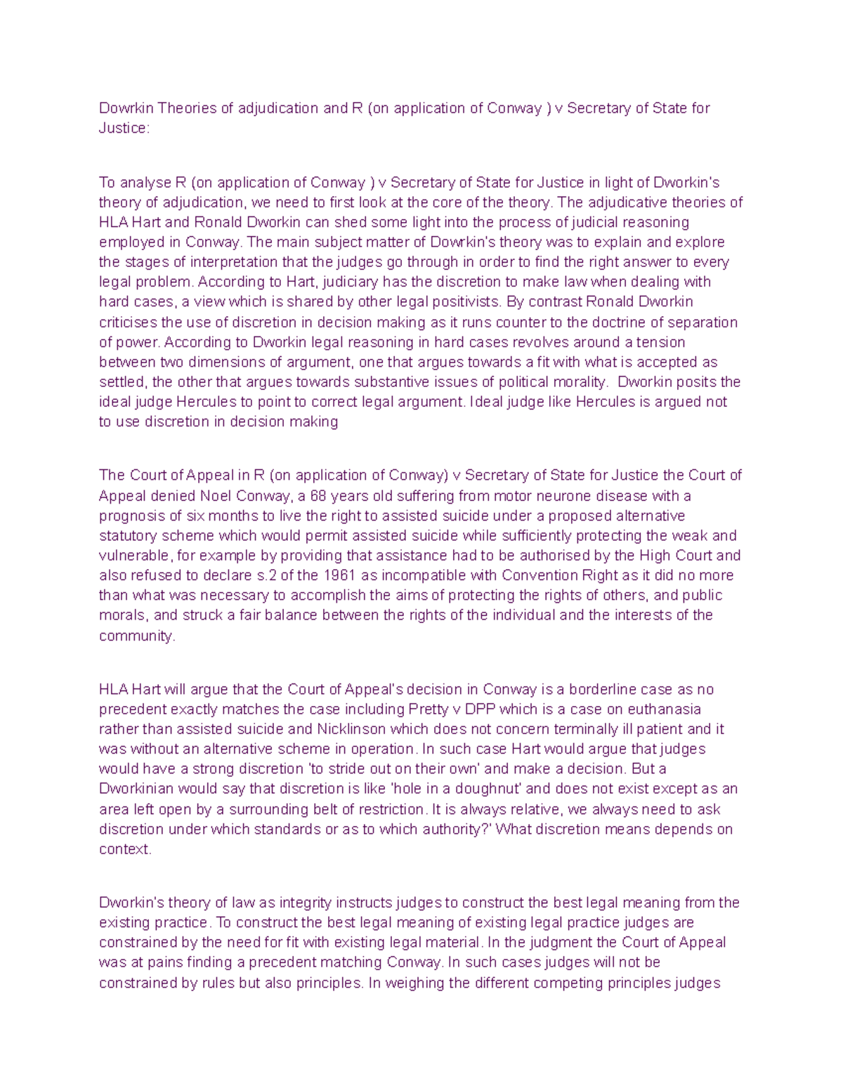 Dowrkin Theories of adjudication and R - The adjudicative theories of ...