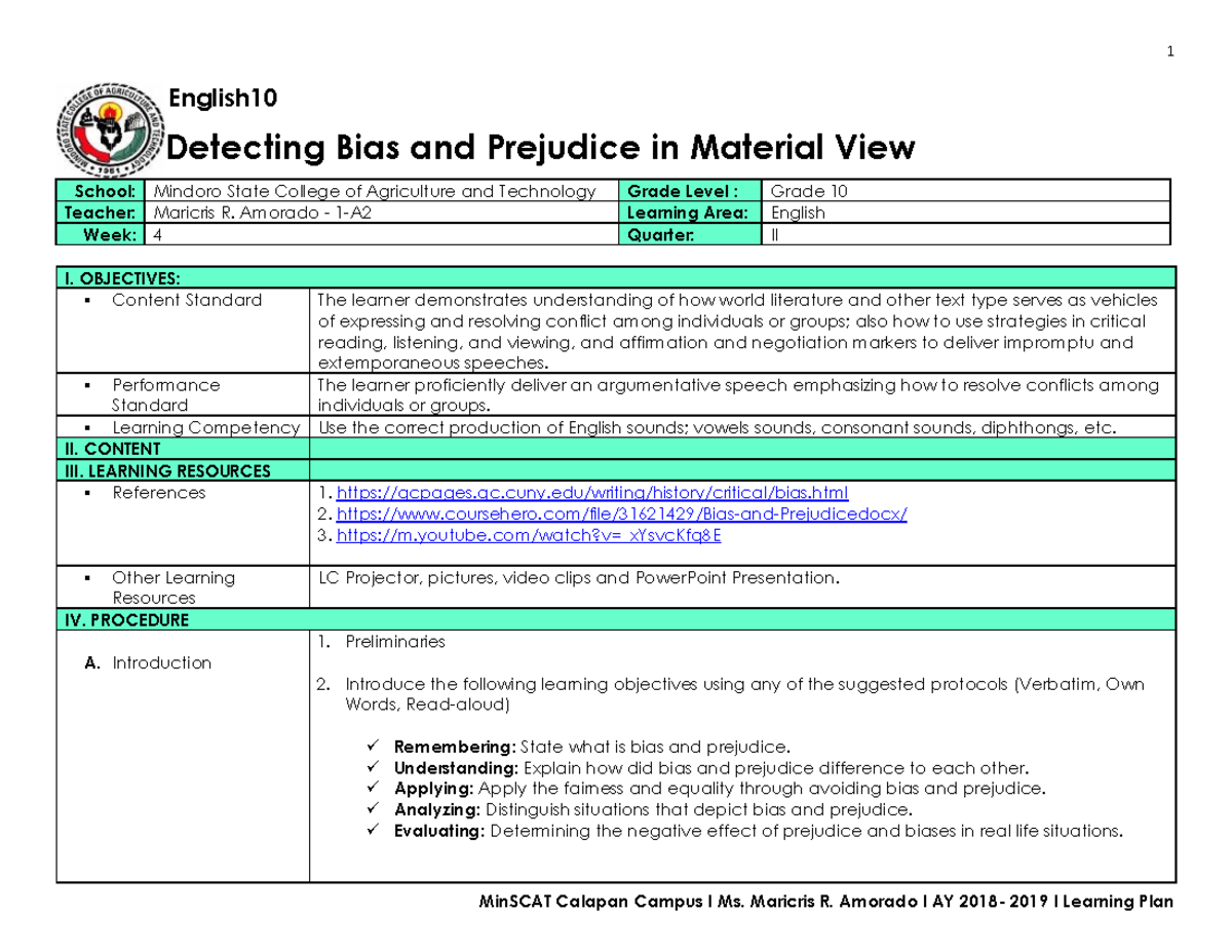 Project-1 - pdf - English Detecting Bias and Prejudice in Material View ...