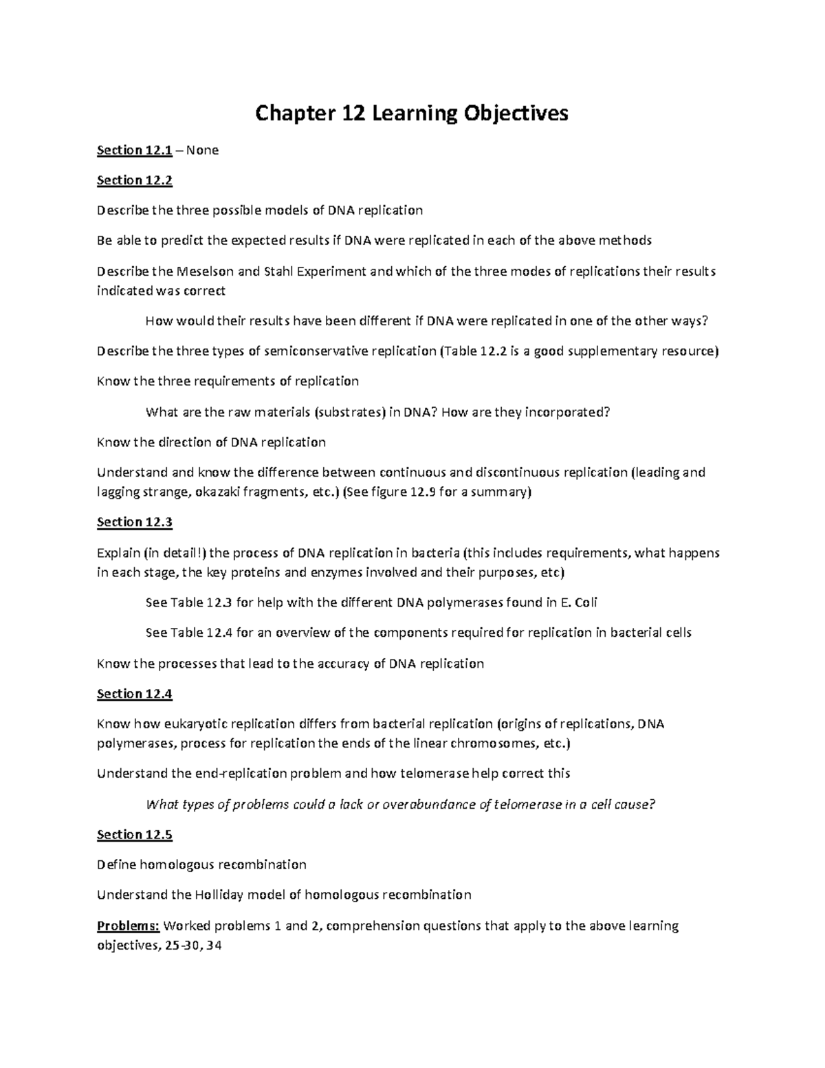 Chapter 12 Learning Objectives - Chapter 12 Learning Objectives Section 12 – None Section 12 ...