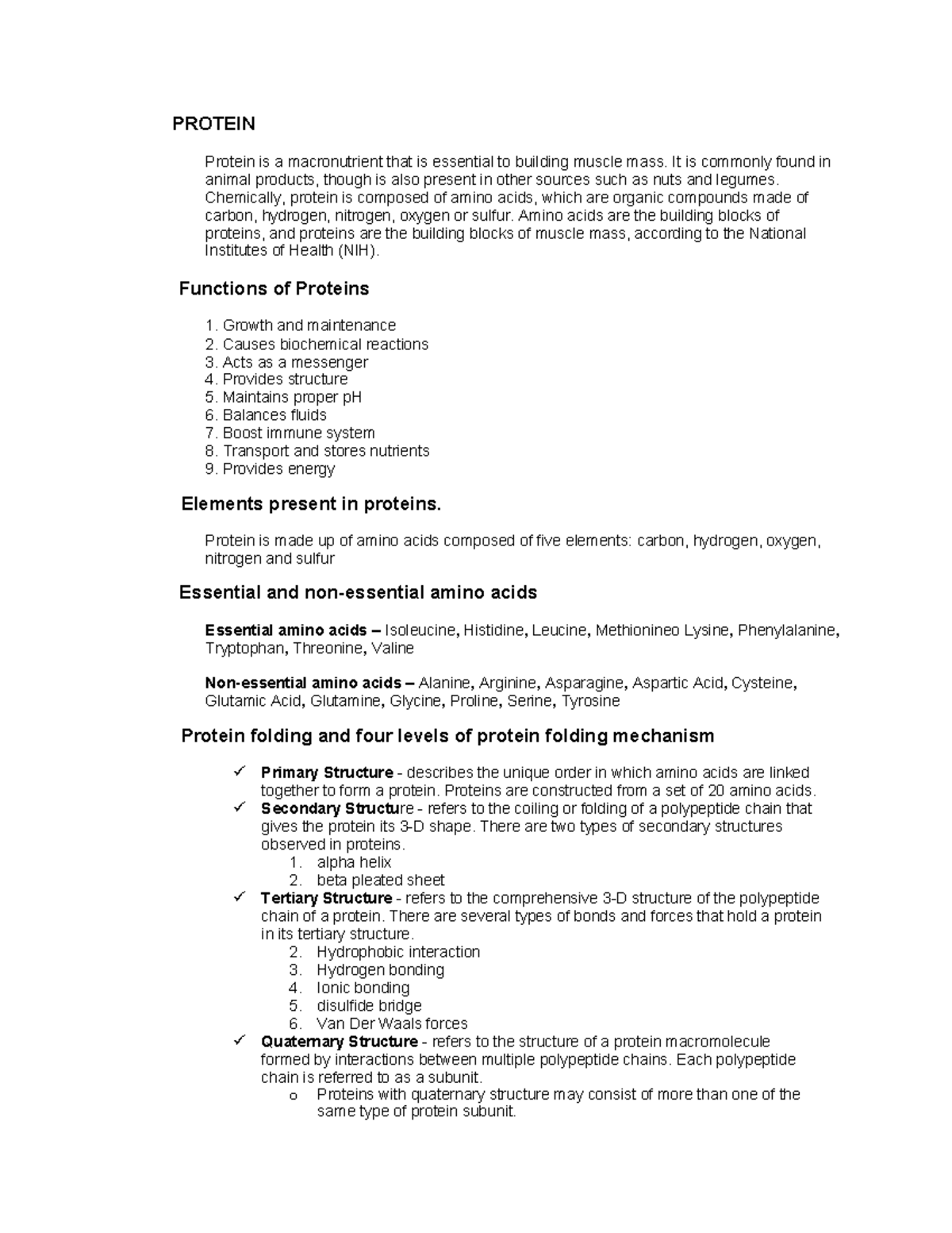 Module-5-Proteins - BIOCHEMISTRY - PROTEIN Protein is a macronutrient ...