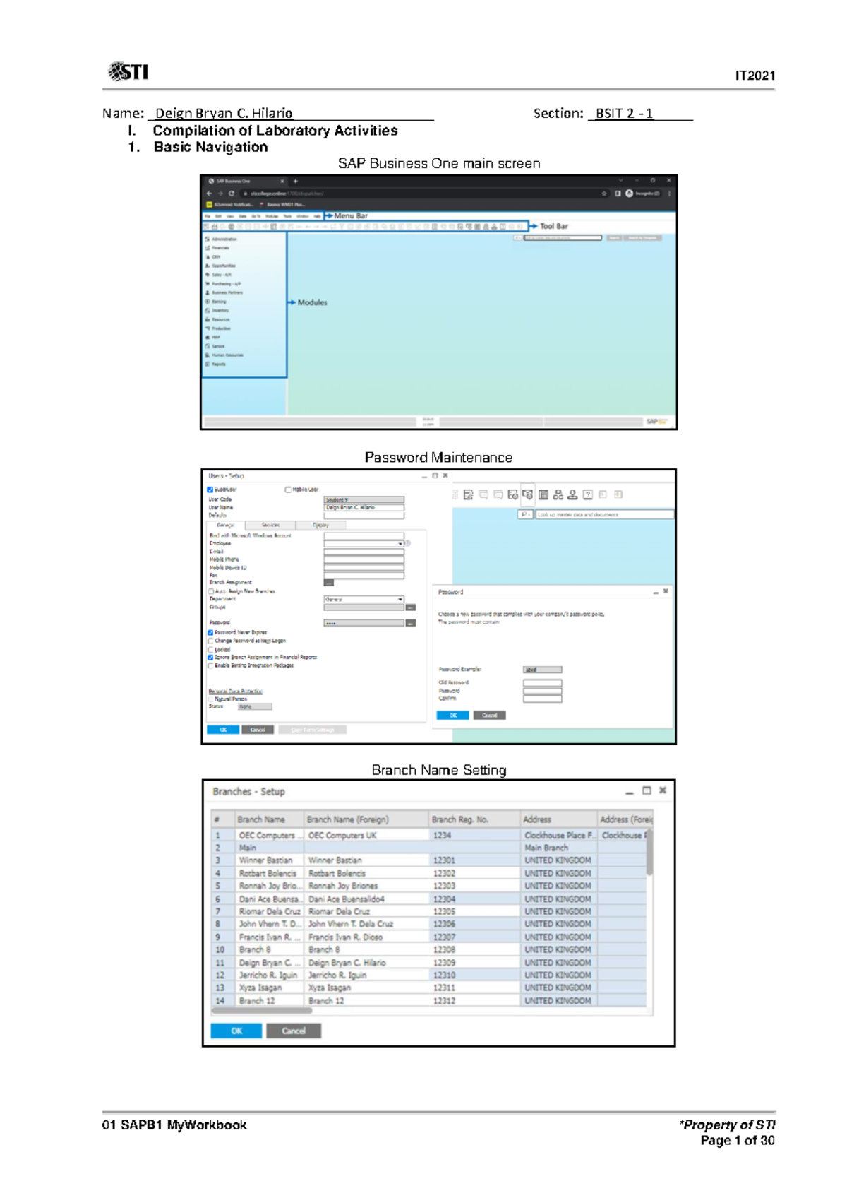 Systems Integration and Architecture - 10 Task Performance 1 - 01 SAPB1 ...