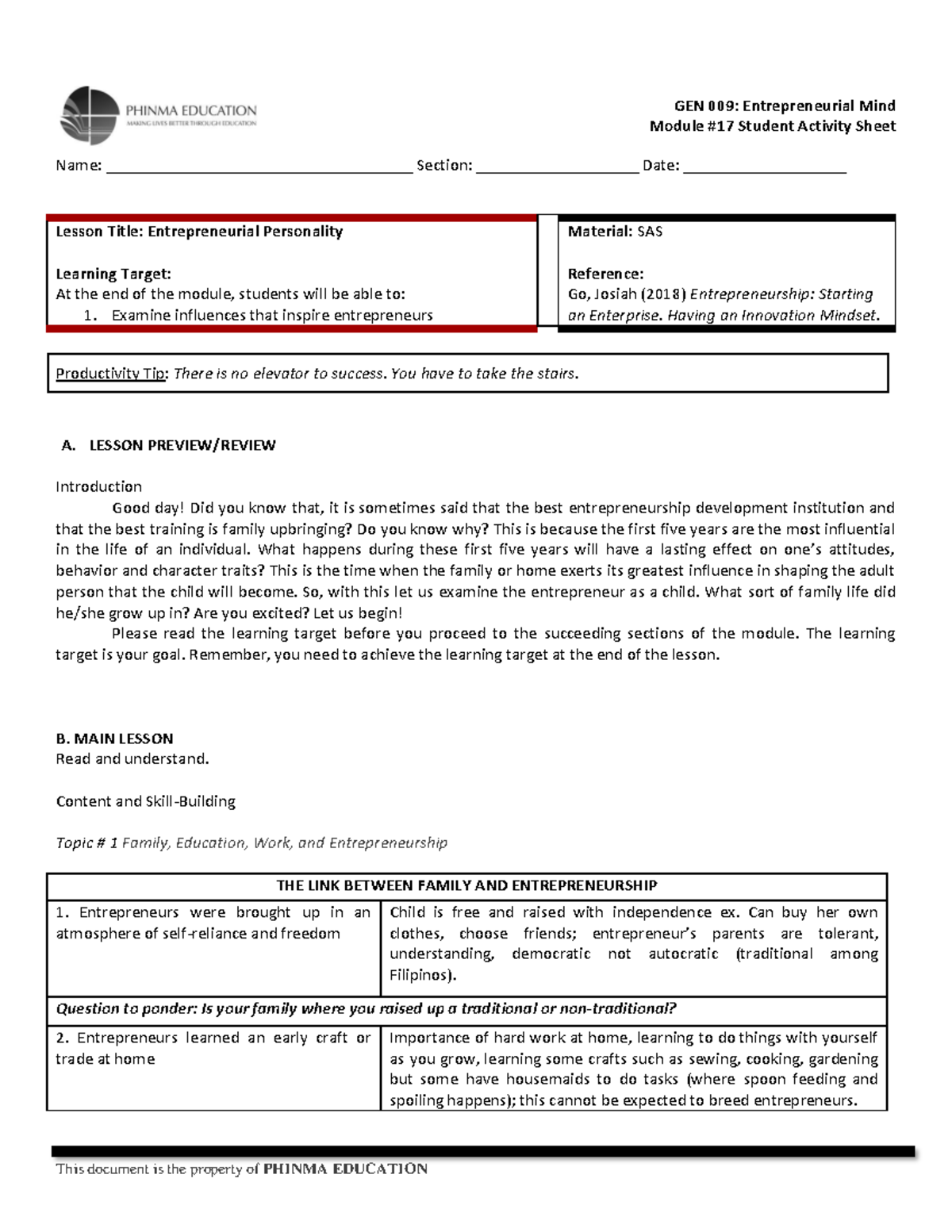 Module 17 - Module #17 Student Activity Sheet Name ...