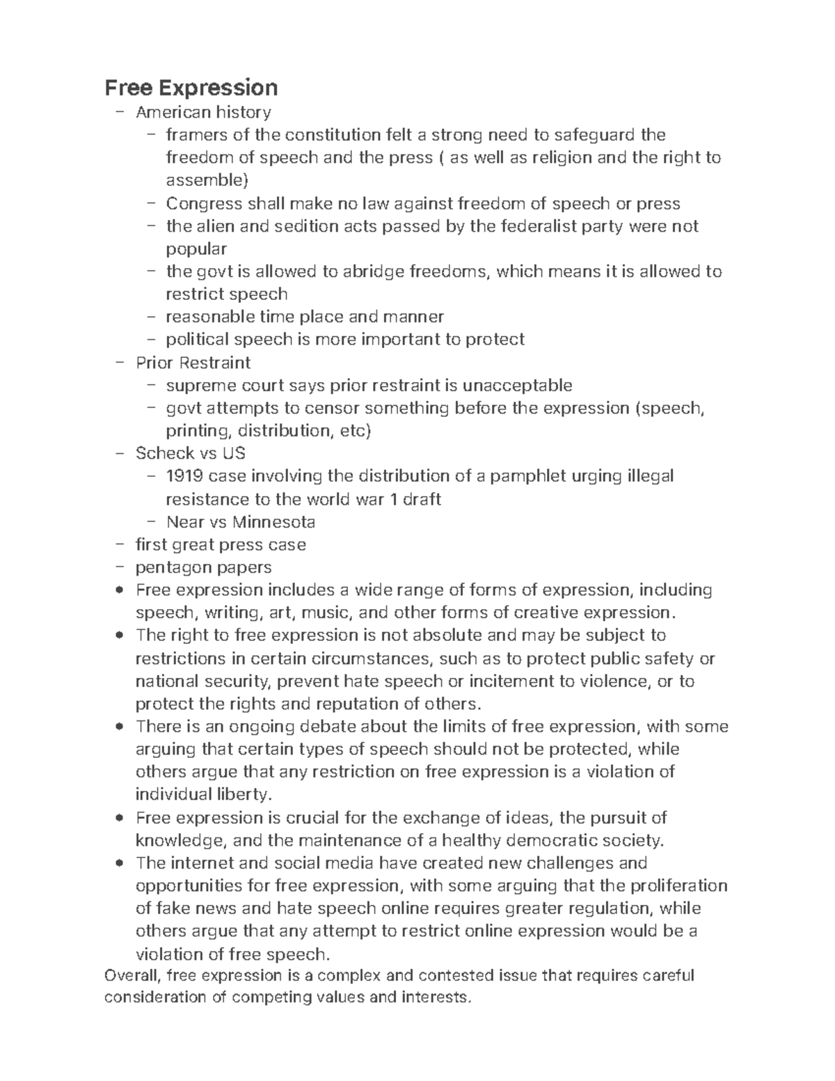 Free Expression - – – – – – – – – – – – – – – Free Expression American ...