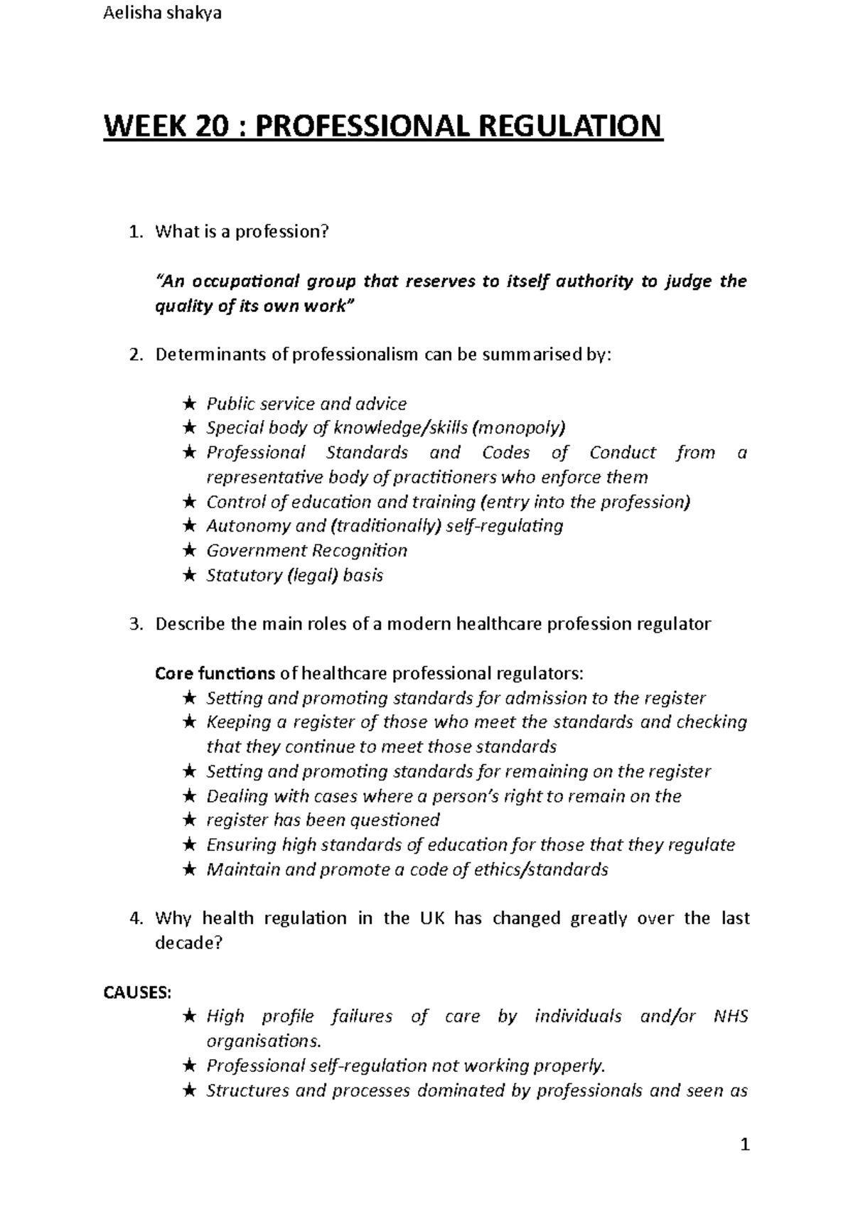 1.3 WEEK 20 Professional Regulation - WEEK 20 : PROFESSIONAL REGULATION ...