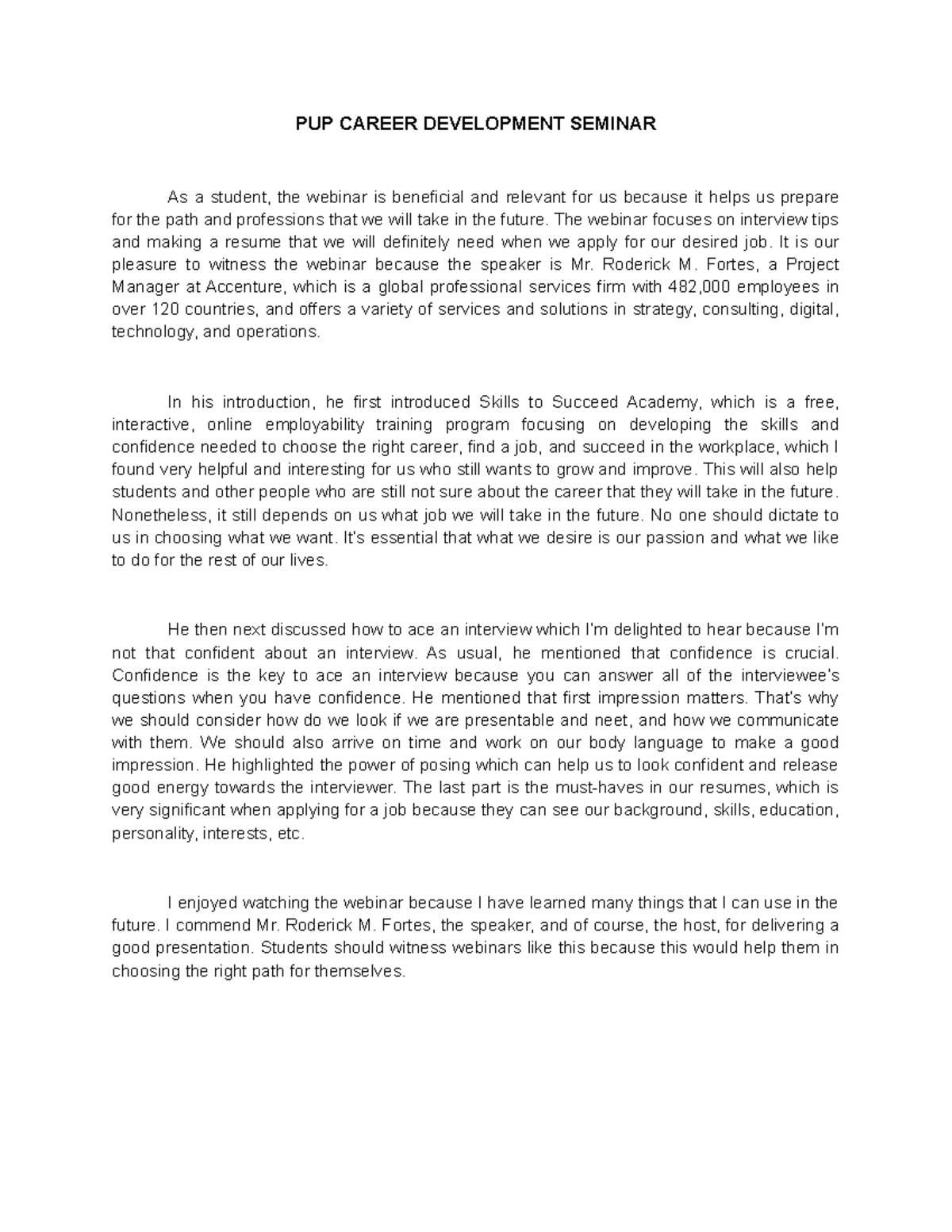 PUP Career Development Seminar 2 - Marketing Management - PUP - Studocu