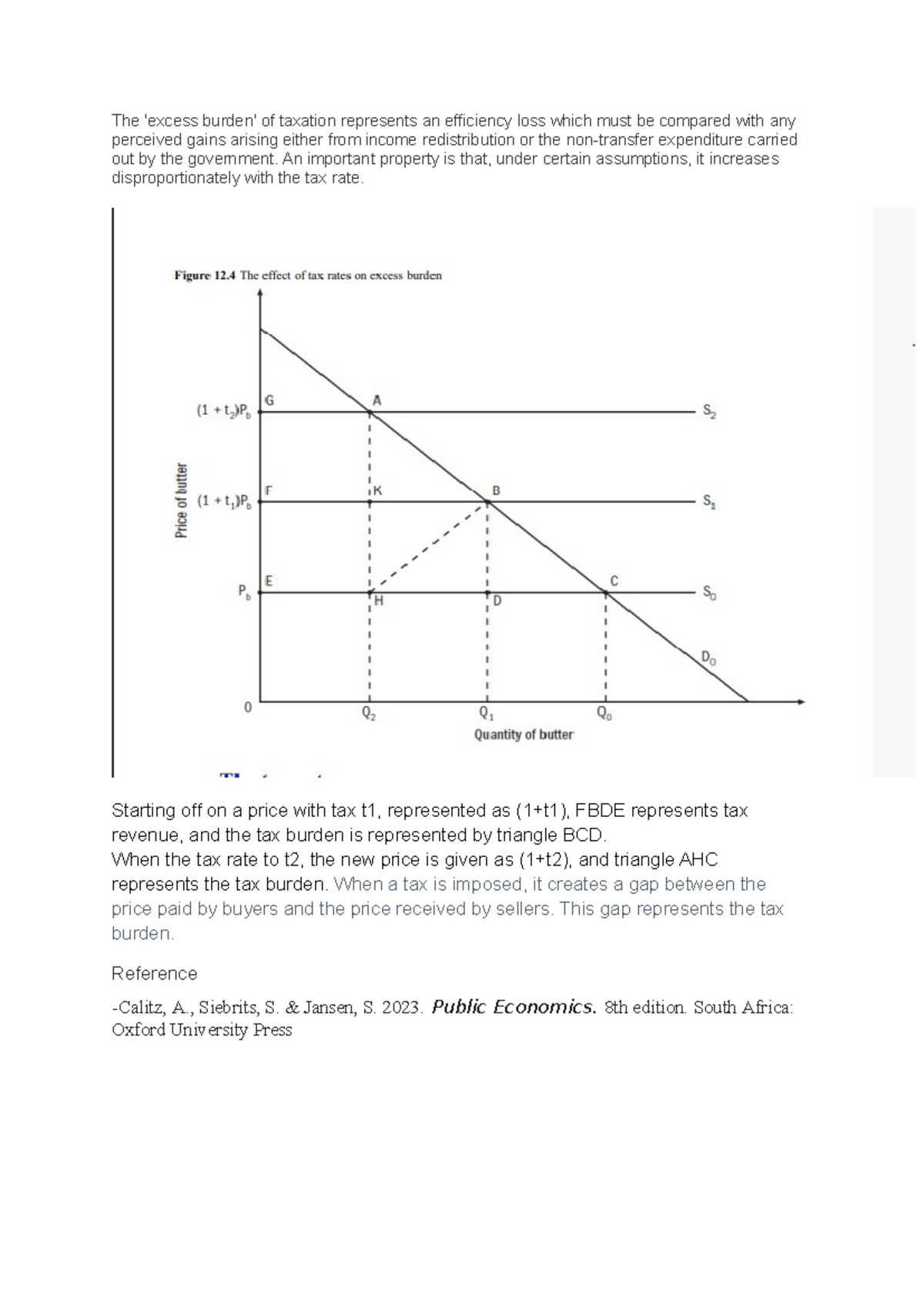 Activity 9 - The 'excess burden' of taxation represents an efficiency ...