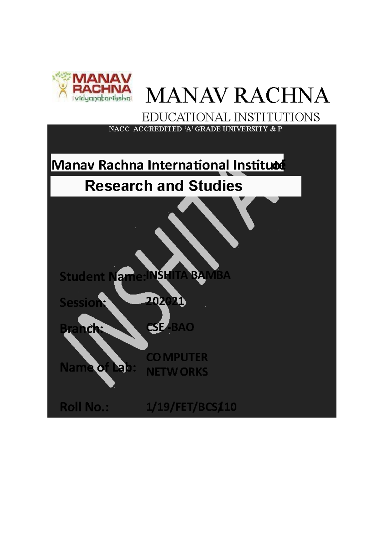 CN FILE - Computer network practical file Btech 2nd year 4th semester 18-19 practicals - MANAV ...