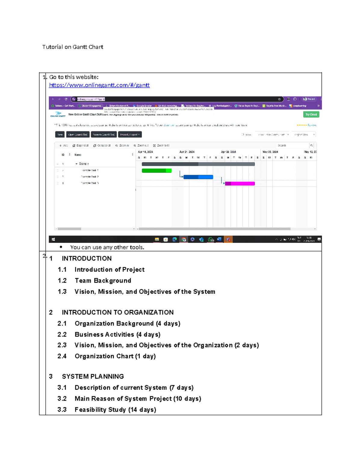 Tutorial on Microsoft Project - Tutorial on Gantt Chart Go to this ...