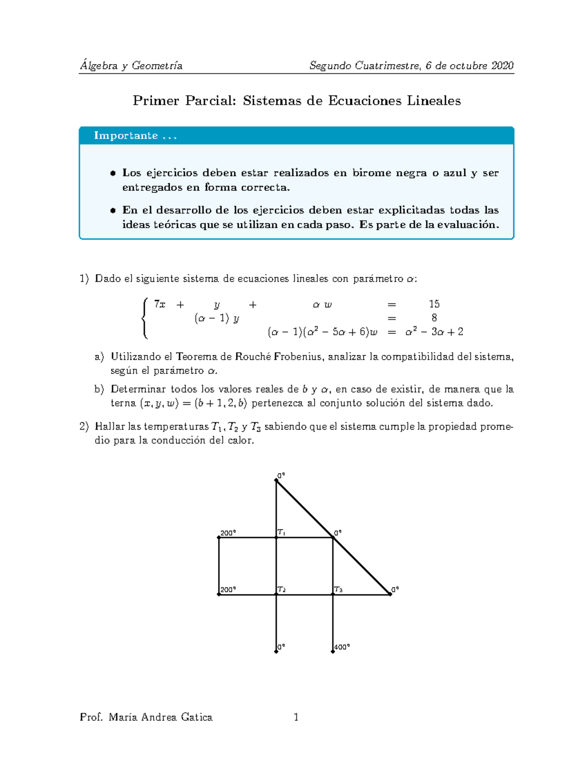 Primer Parcial Sistemas de ecuaciones 6octubre - Algebra y Geometr ́ ́ ...