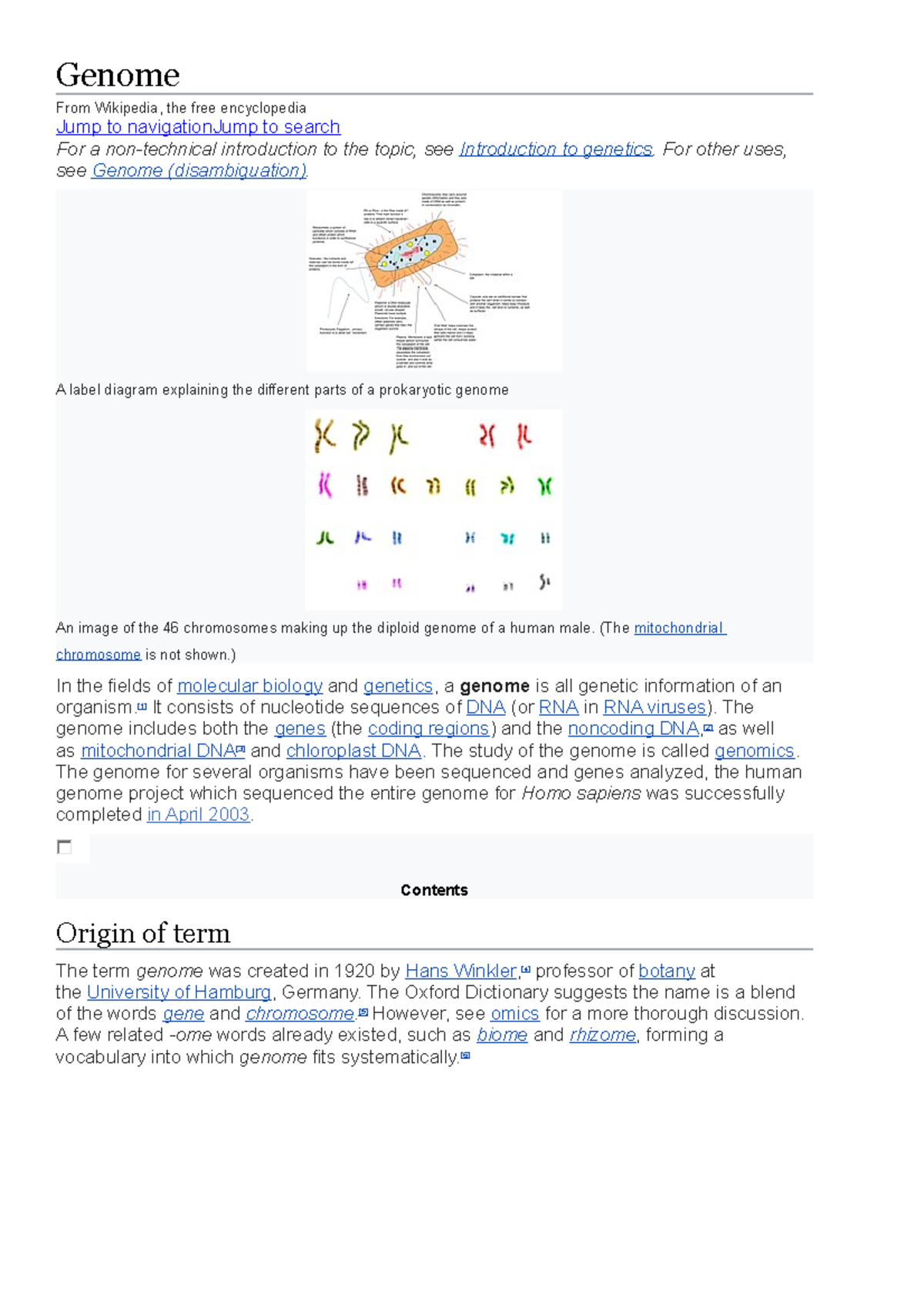1 Genome genome genome - Genome From Wikipedia, the free encyclopedia ...