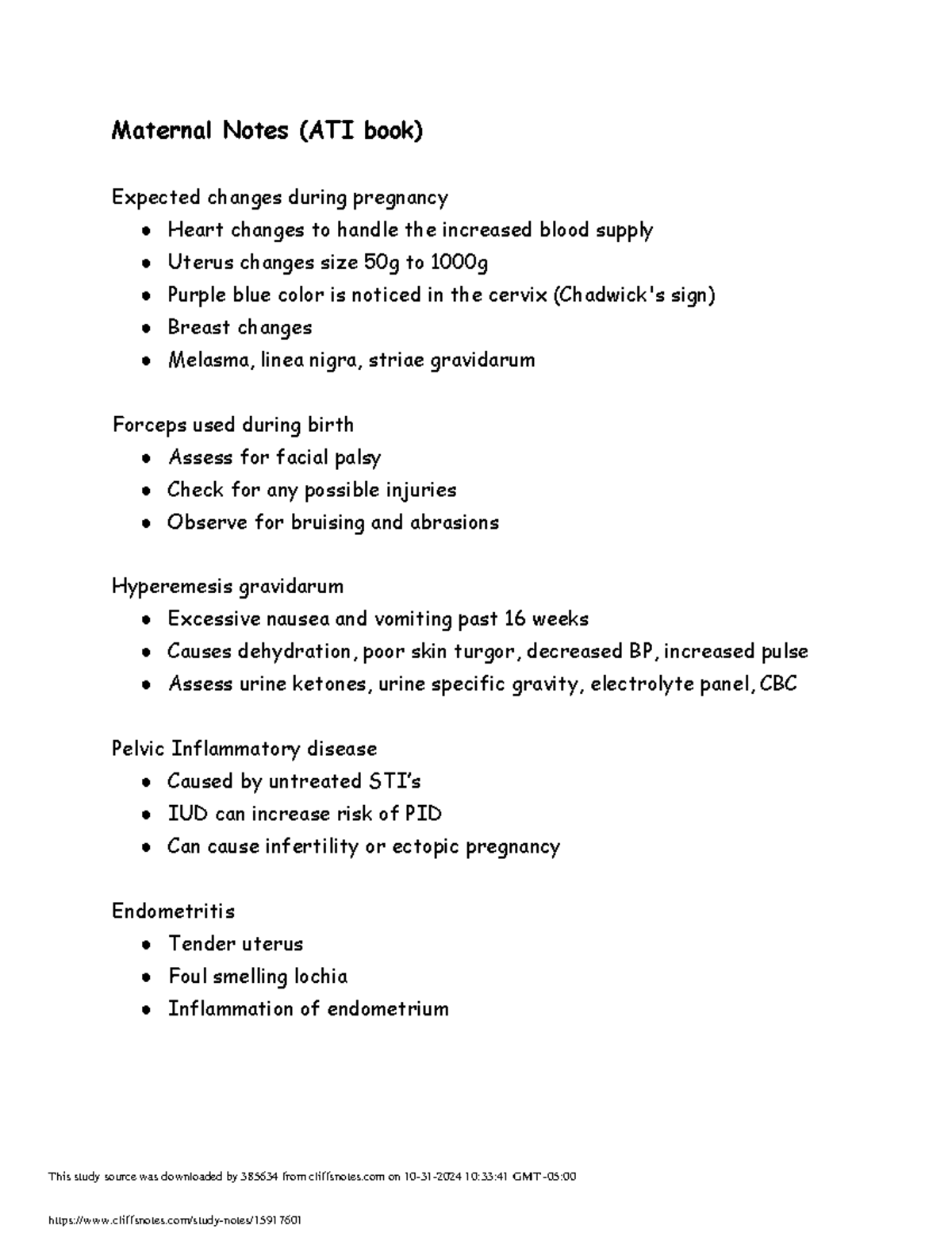Maternal Notes - Studocu