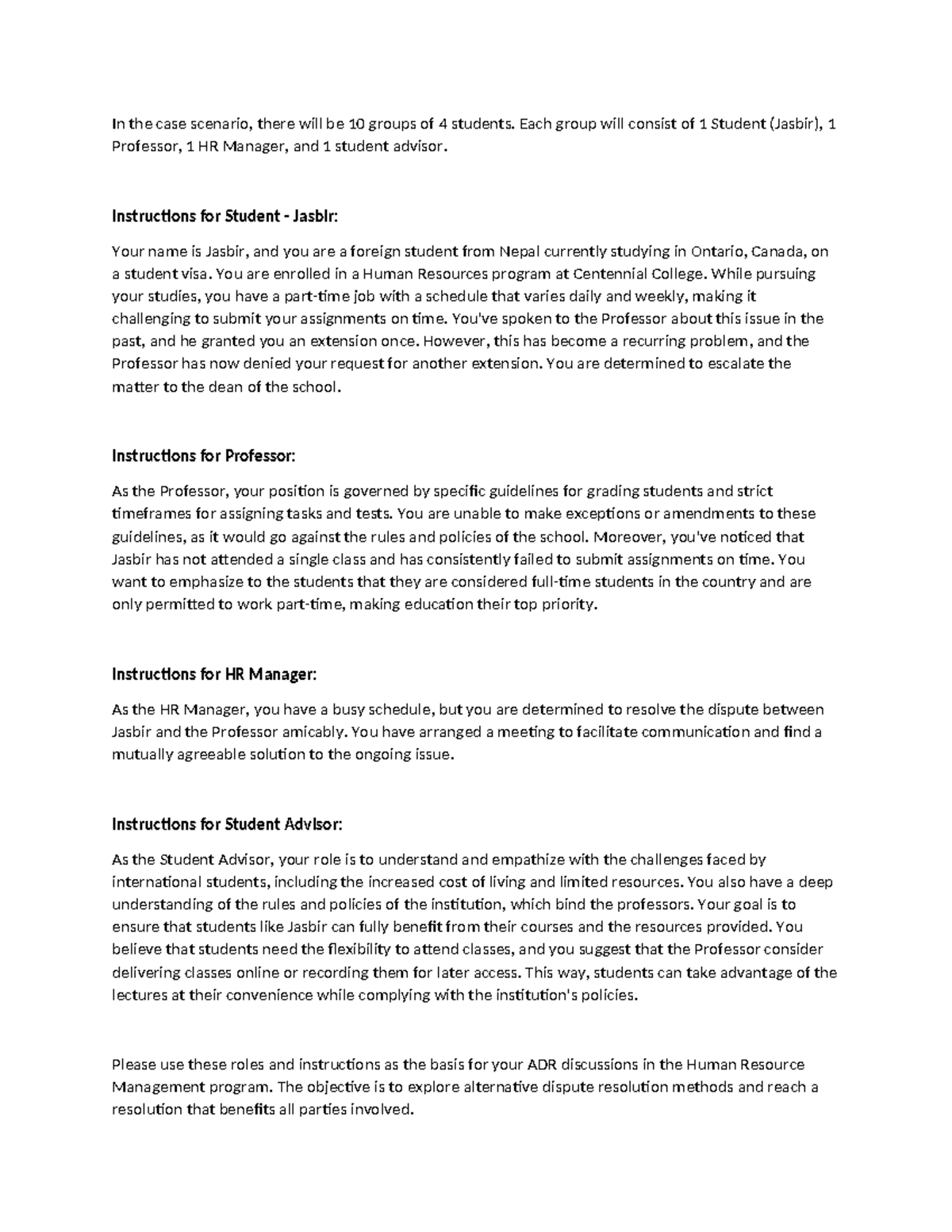 Case Scenerio for HR Students - In the case scenario, there will be 10 ...