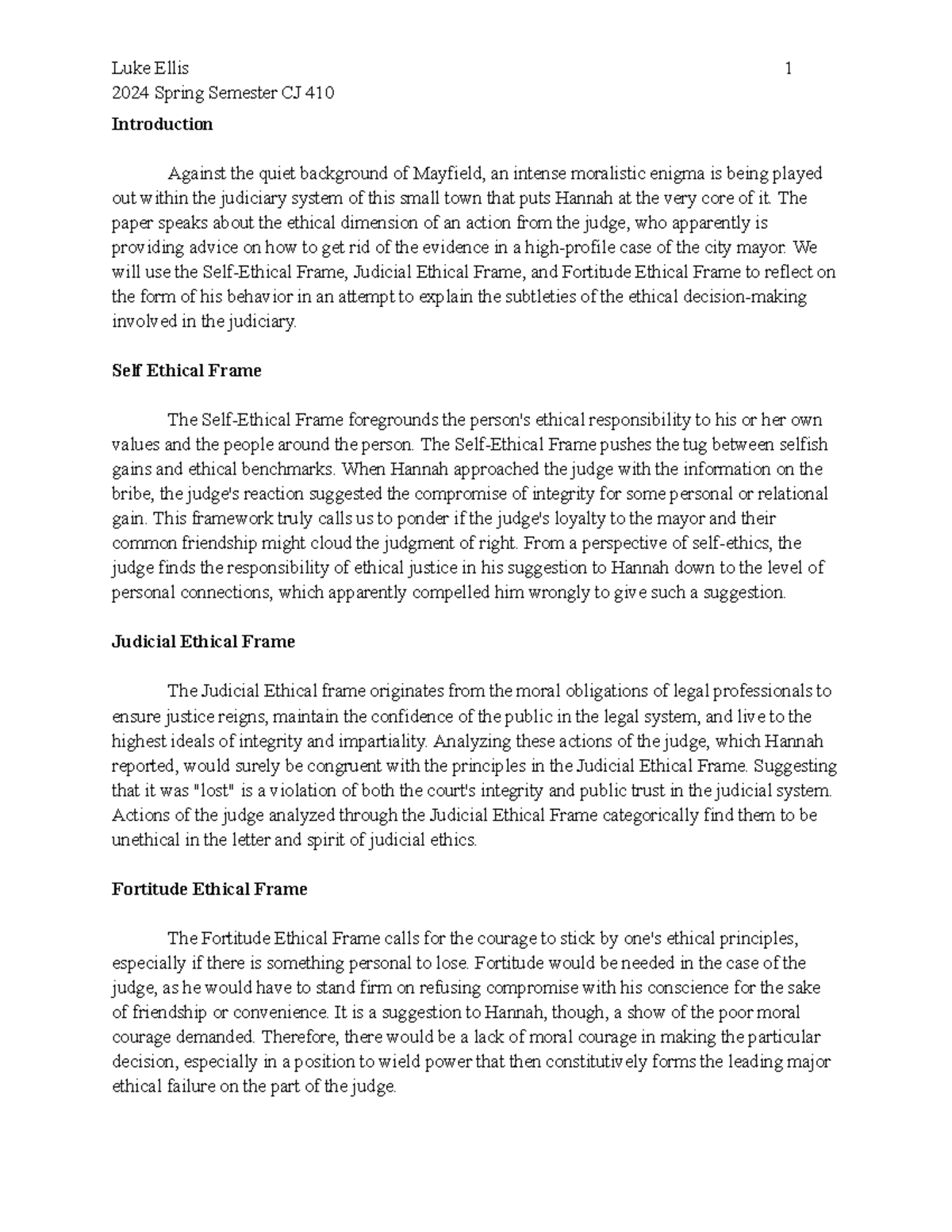 Judge Clerk Hannah Receives Venmo - Luke Ellis 1 2024 Spring Semester ...