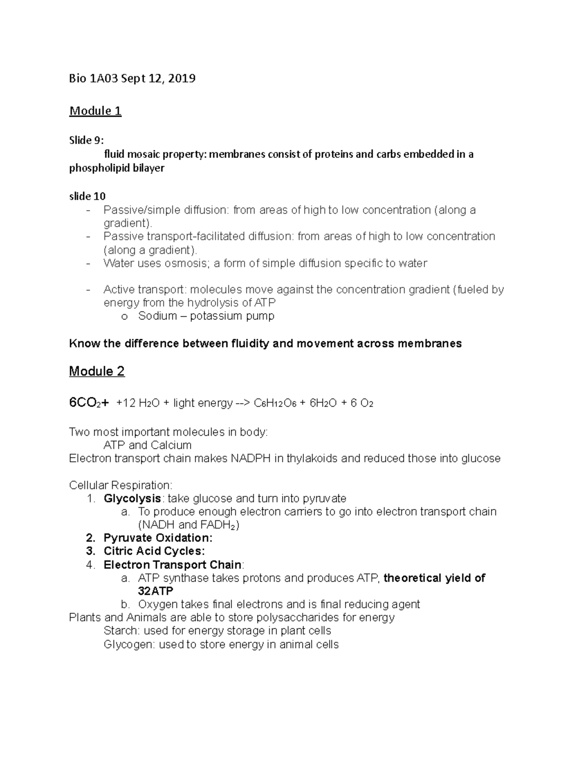Bio 1A03 Sept 12,2019 - Bio 1A03 introduction notes to the course - Bio ...