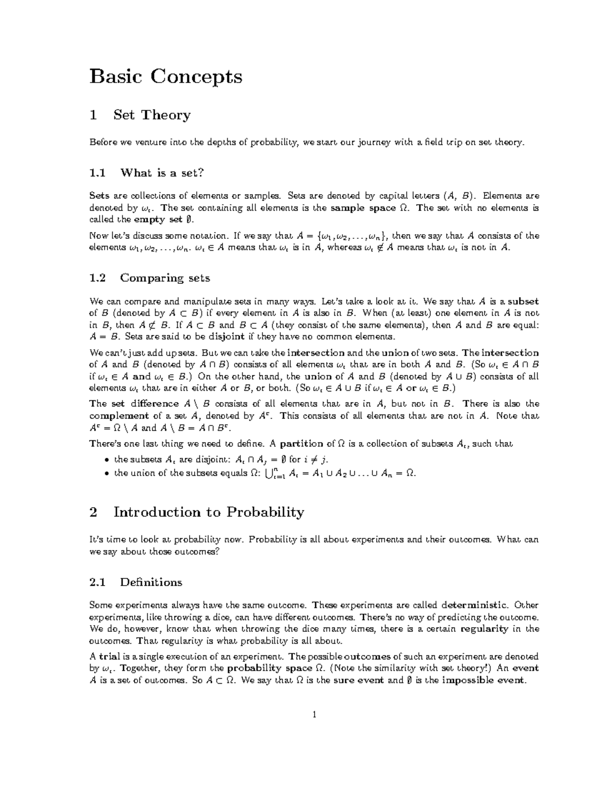 Summary Basic Concepts - Basic Concepts 1 Set Theory Before we venture ...